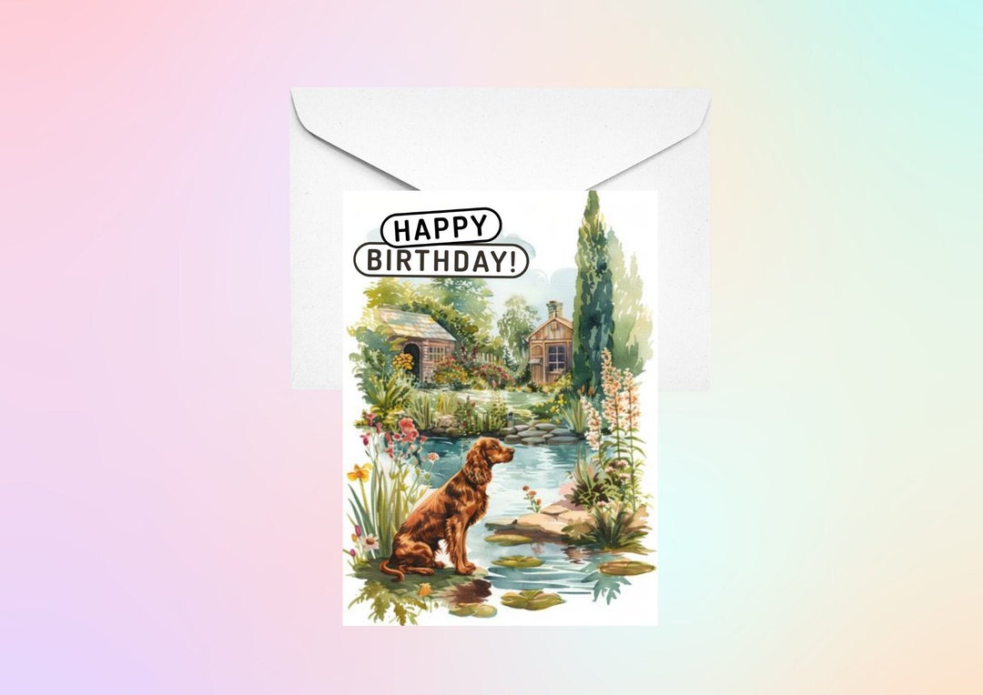 Irish Red Setter Dog Cute Happy Birthday Beautiful Blank Thank You ...