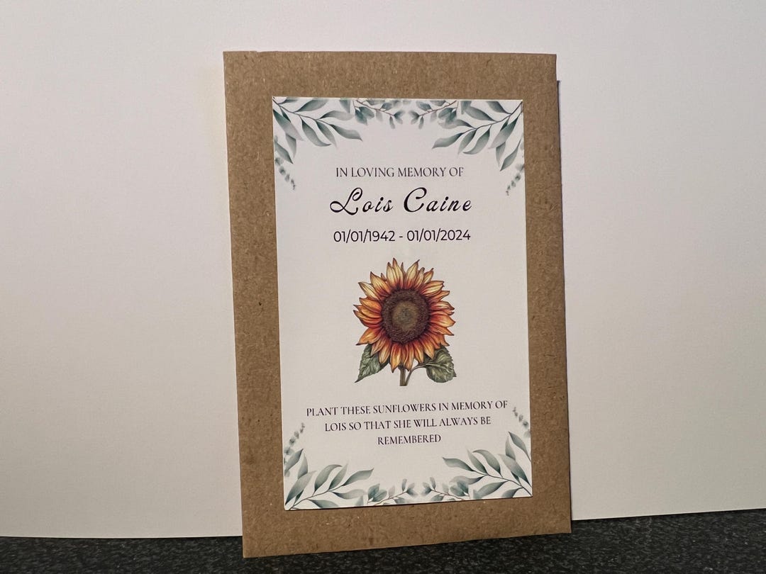 Funeral Memorial Remembrance Favors Sunflower Flowers Seed Packet ...