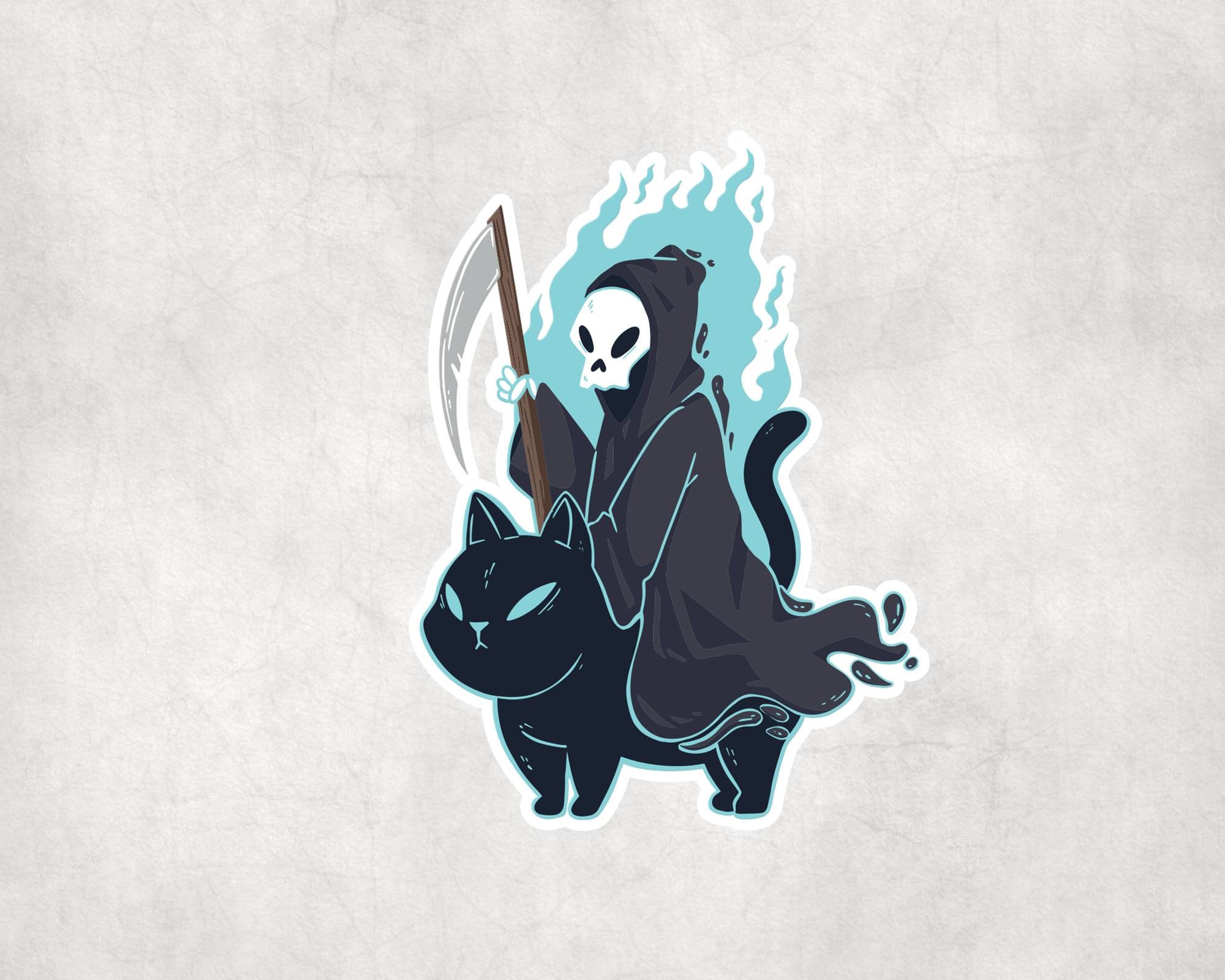 Grim Reaper Cat Vinyl Sticker Stickers Laptop PC Scrapbook | Etsy