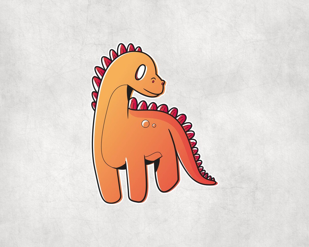 Orange Cute Dinosaur Vinyl Sticker Laptop Decal Stickers - Etsy