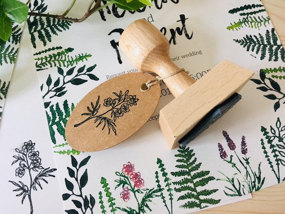 Rubber Stamp Botanical Flower Plant Wooden Mounted Paper Craft Gift ...