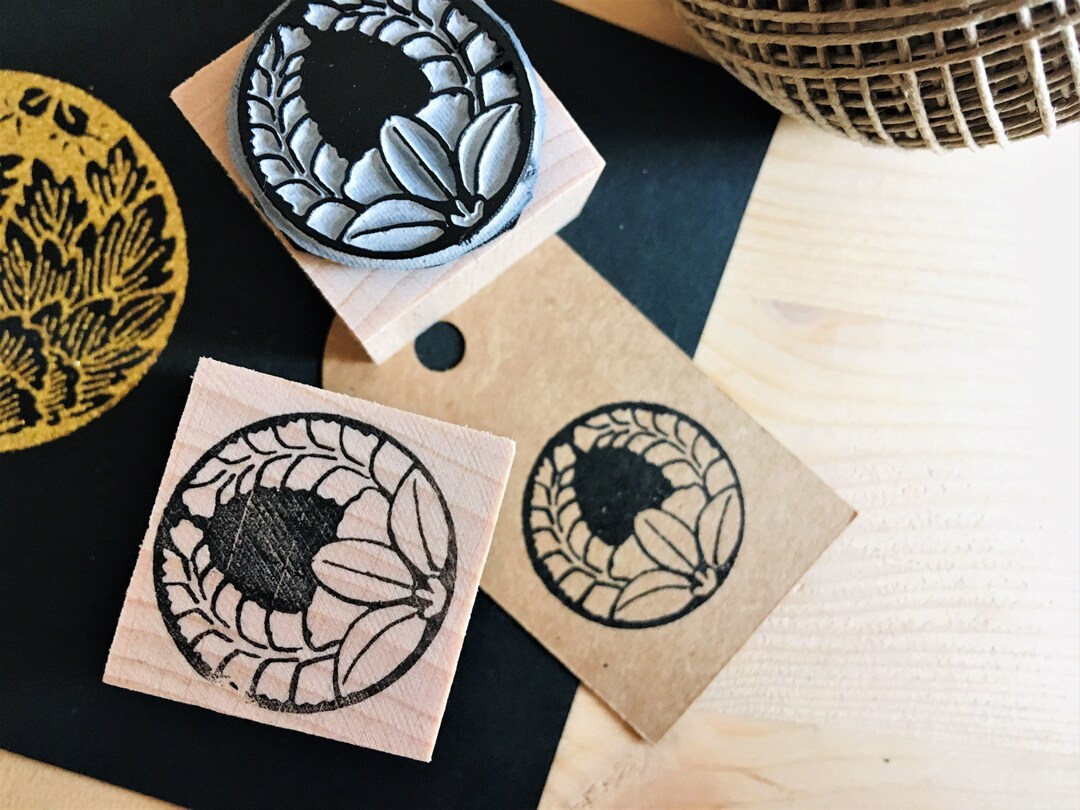 Rubber Stamp Japanese Art Vintage Decoration Flower Leaves Nature Motif ...