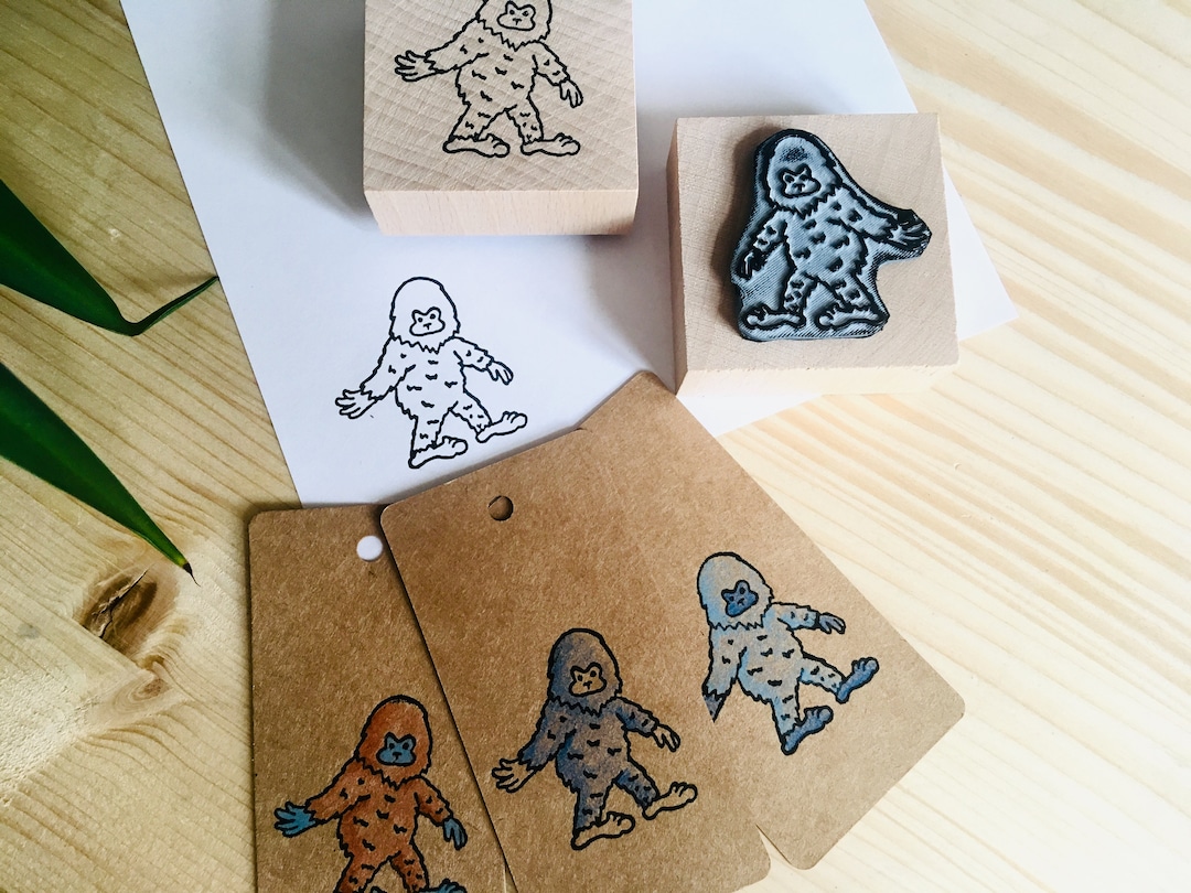 Rubber Stamp Yeti Bigfoot Sasquatch Monster Wooden Mounted Paper Craft ...