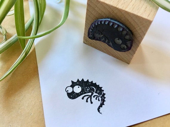 Rubber Stamp Chameleon Wooden Mounted Paper Craft Gift Animal - Etsy
