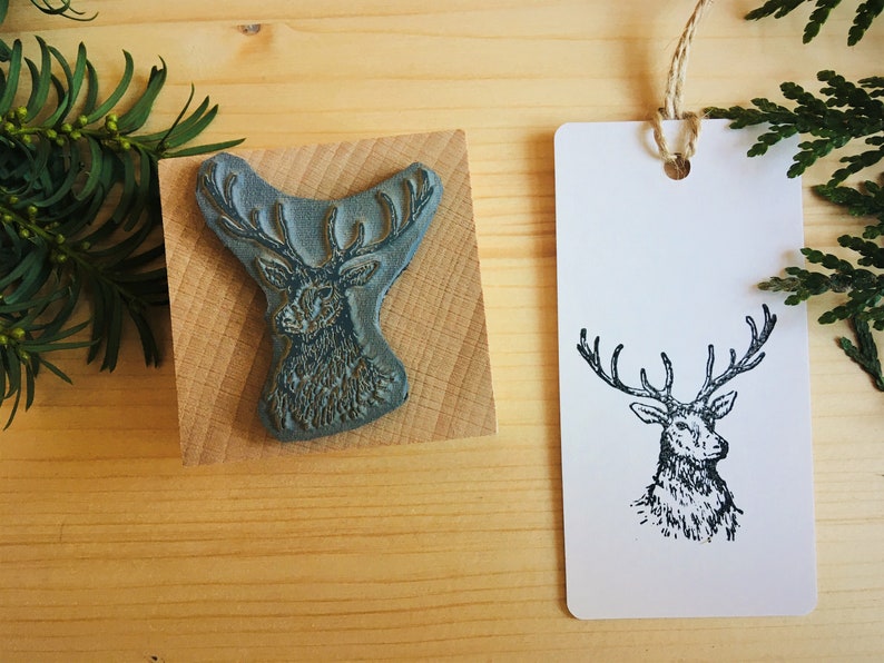 Rubber Stamp Deer Christmas Wooden Mounted Paper Craft Gift Self-made ...