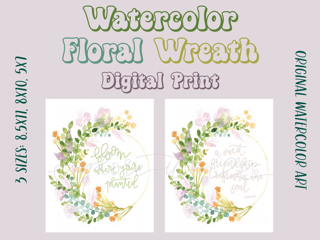 Watercolor Floral Wreath Quote Wall Art - Etsy