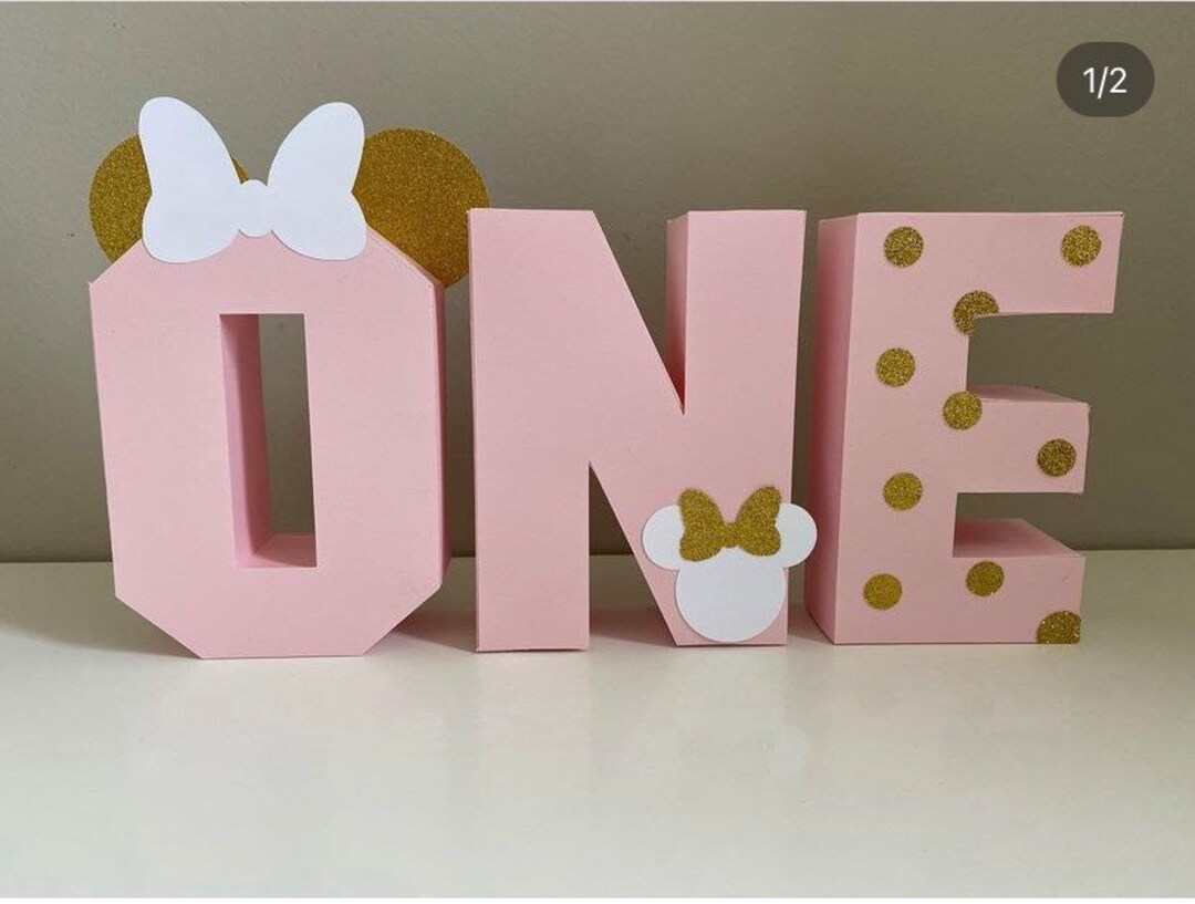 3D Minnie Mouse Letter Theme Birthday Decoration Baby Girl Birthday ...