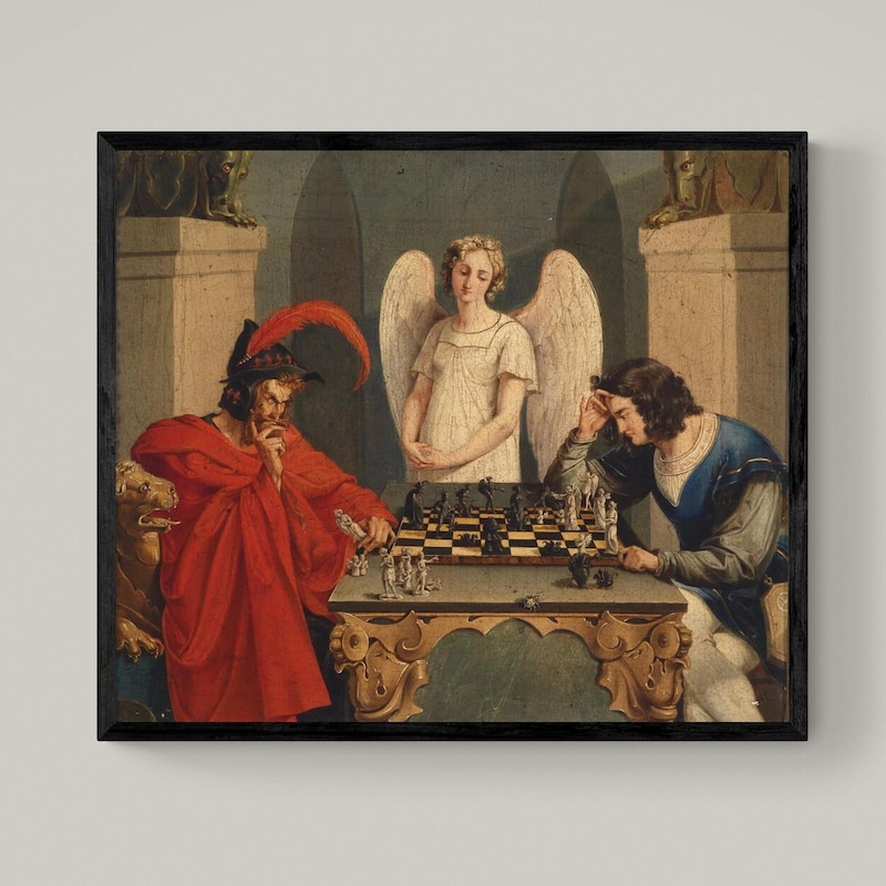 Devils Checkmate Painting - Etsy