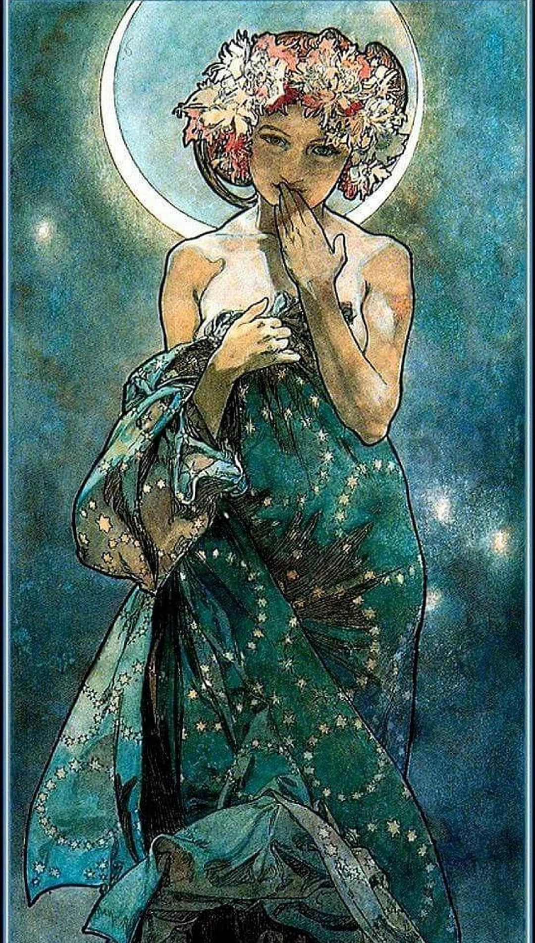 ALPHONSE MUCHA the Moon, Fine Art Prints, Vintage Home Decor, Giclee ...