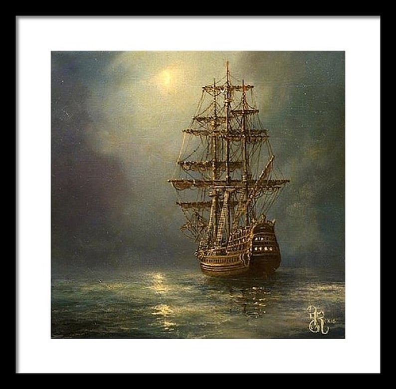 Tall Ship Painting: Nautical Seascape Art Print, Maritime Decor - Etsy
