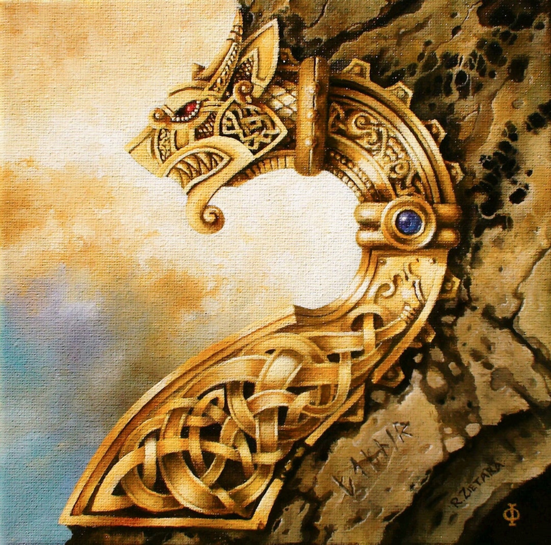 FAFNIR Giclée Art Print of Original Oil Painting | Viking Dragon ...