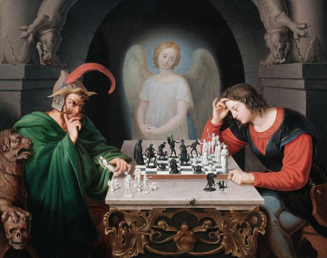 Checkmate Painting by Moritz Retzsch (1831), Fine Art Reproduction on ...
