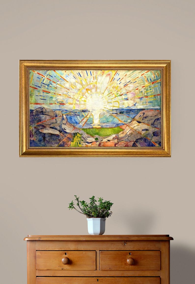 Edvard Munch 'the Sun' Framed Canvas Giclée: Hand-textured Fine Art ...