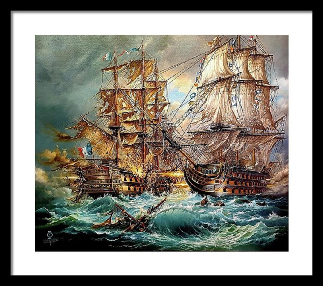 BATTLE of TRAFALGAR Art Print From Original Painting by Robert - Etsy
