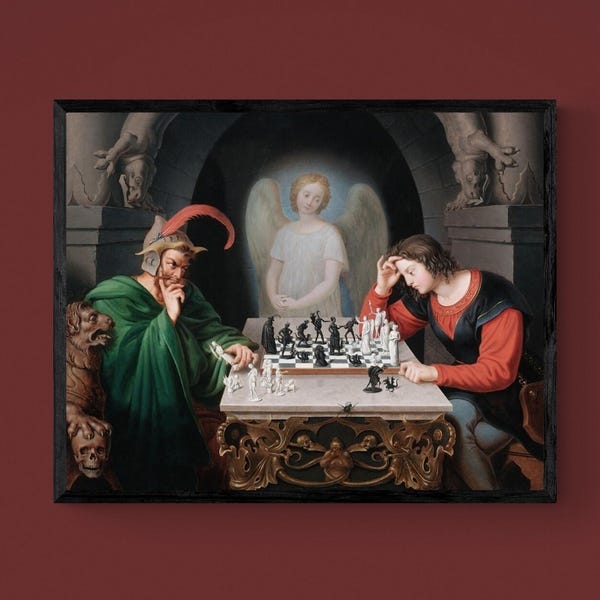 Devils Checkmate Painting - Etsy