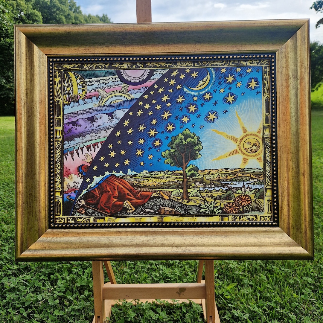 Flammarion Engraving Framed Canvas | Mysteries of the Universe Art ...