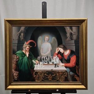 Checkmate Painting by Moritz Retzsch (1831), Canvas Print With Brush ...