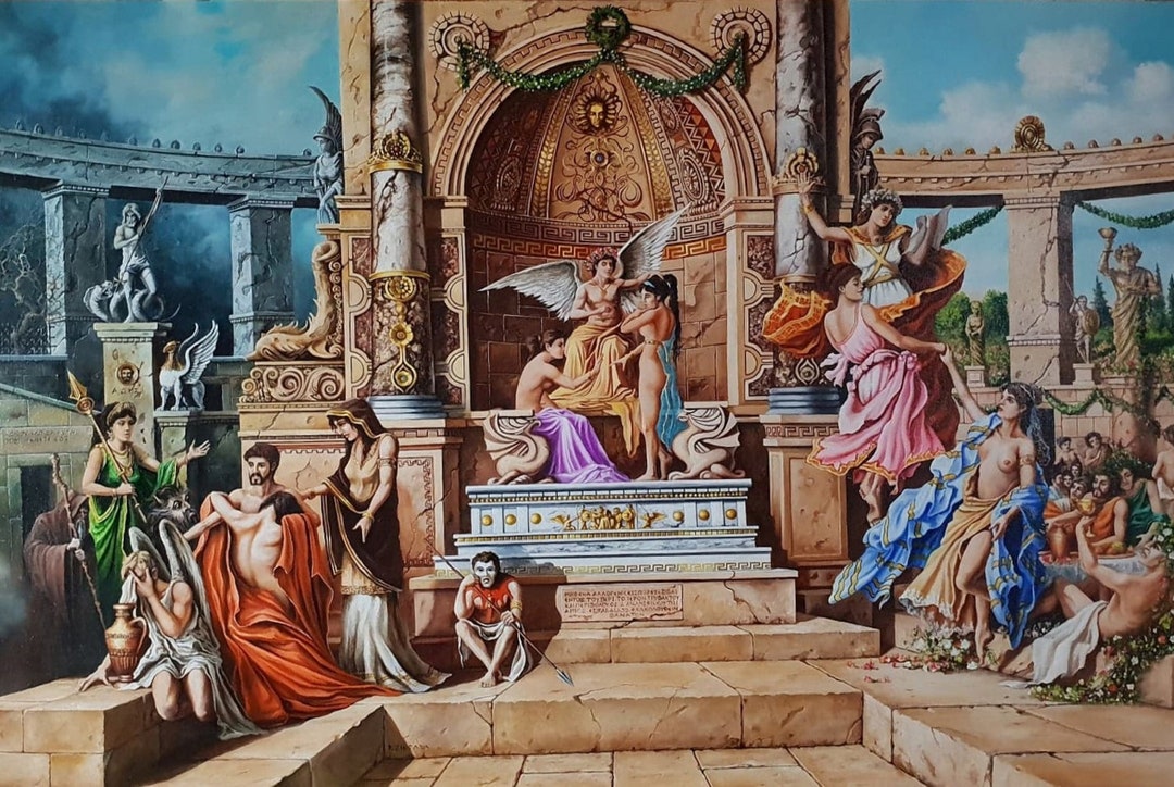 TEMPLE of APOLLO Greek Mythology Art, Original Oil Painting "judgment ...