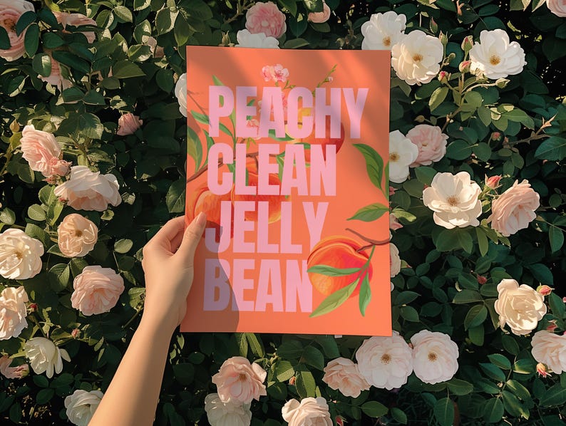 Peachy Clean Jelly Bean Quote Poster / Spring Print / Colourful ...