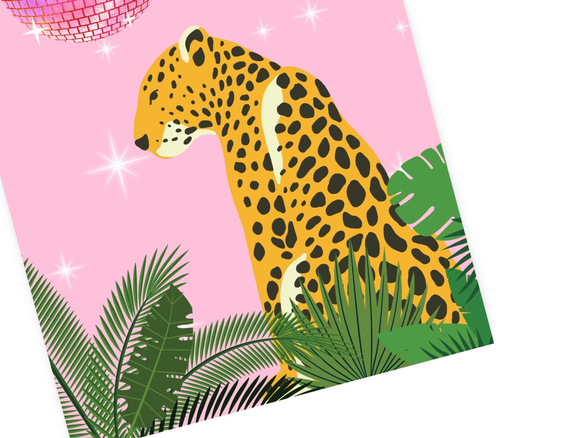 DIGITAL DOWNLOAD VERSION / Disco Ball Partying Leopard Poster ...
