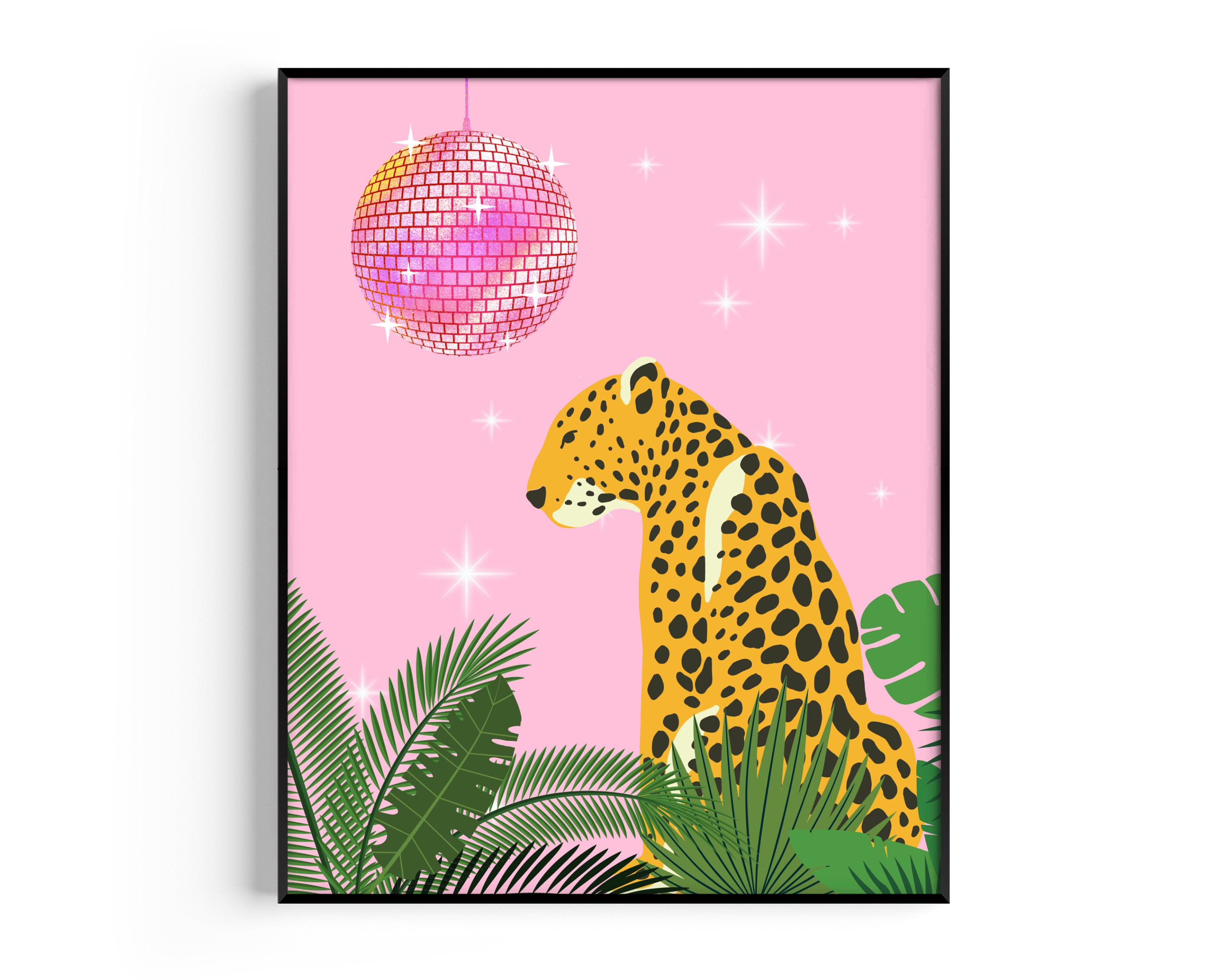 Disco Ball Partying Leopard Poster / Cheetah Print / Girly - Etsy
