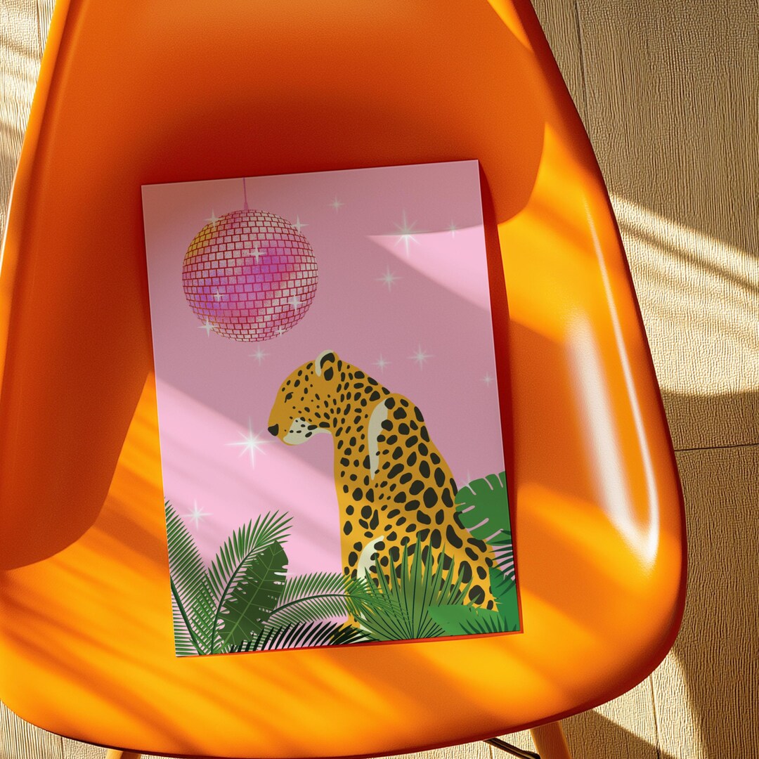 Disco Ball Partying Leopard Poster / Cheetah Print / Girly Wall Art ...