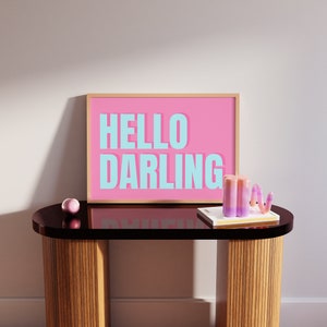 Hello Darling Minimalist Quote Poster / Girly Preppy Decor / Simple ...