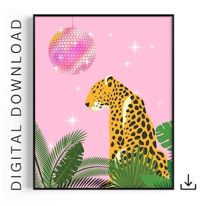 DIGITAL DOWNLOAD VERSION / Disco Ball Partying Leopard Poster ...