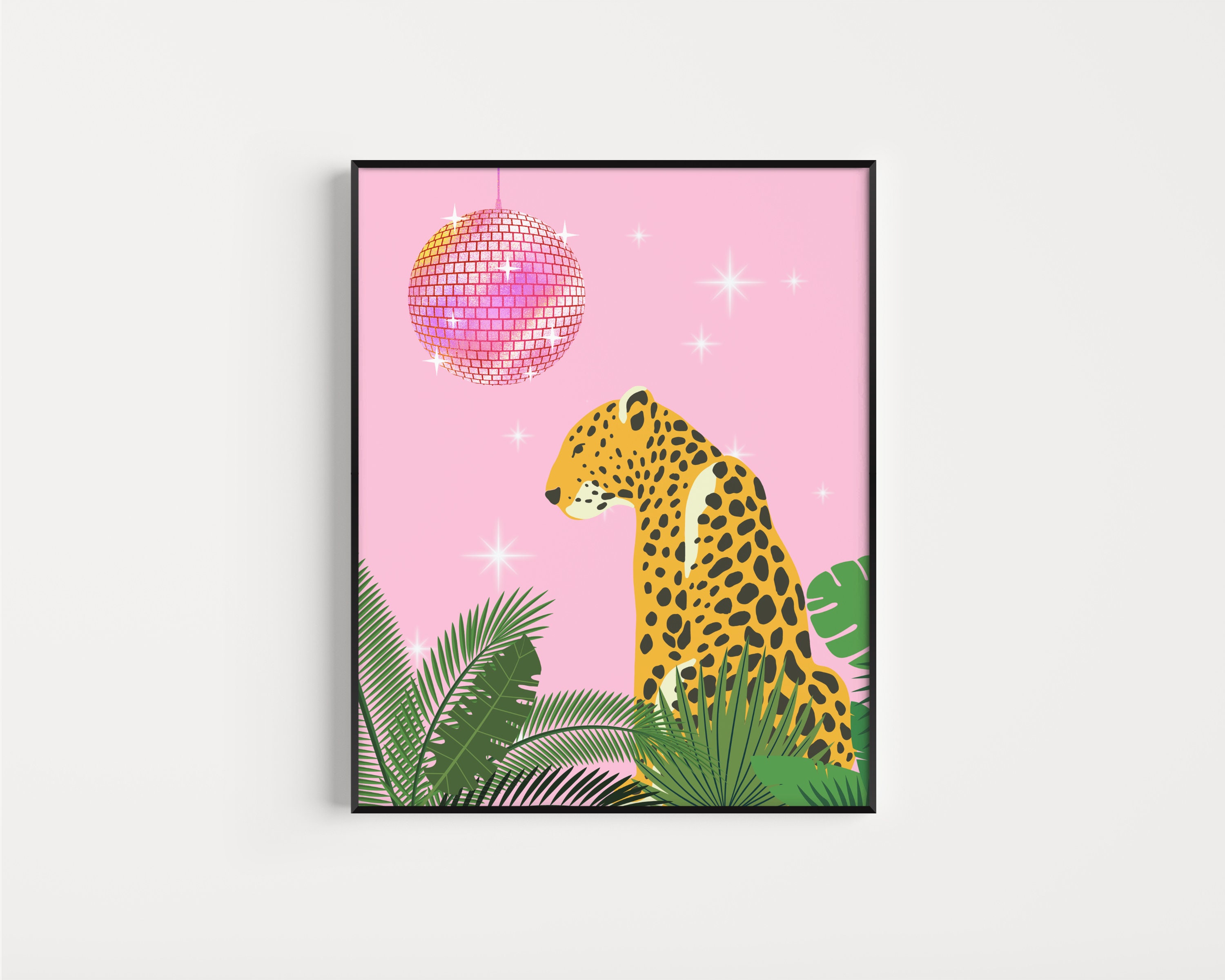 Disco Ball Partying Leopard Poster / Cheetah Print / Girly - Etsy
