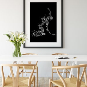 Female Form Line Drawing Printable Wall Art Instant | Etsy