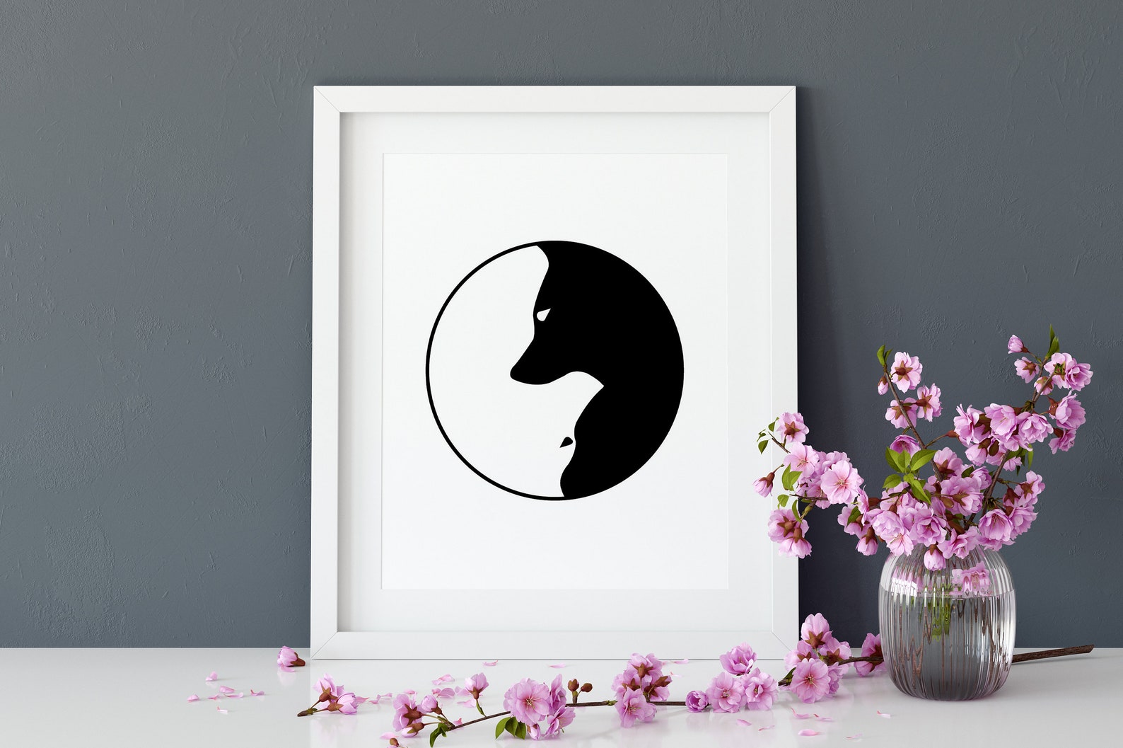 Yin Yang Wolf Printable Wall Art Instant Download Minimal | Etsy