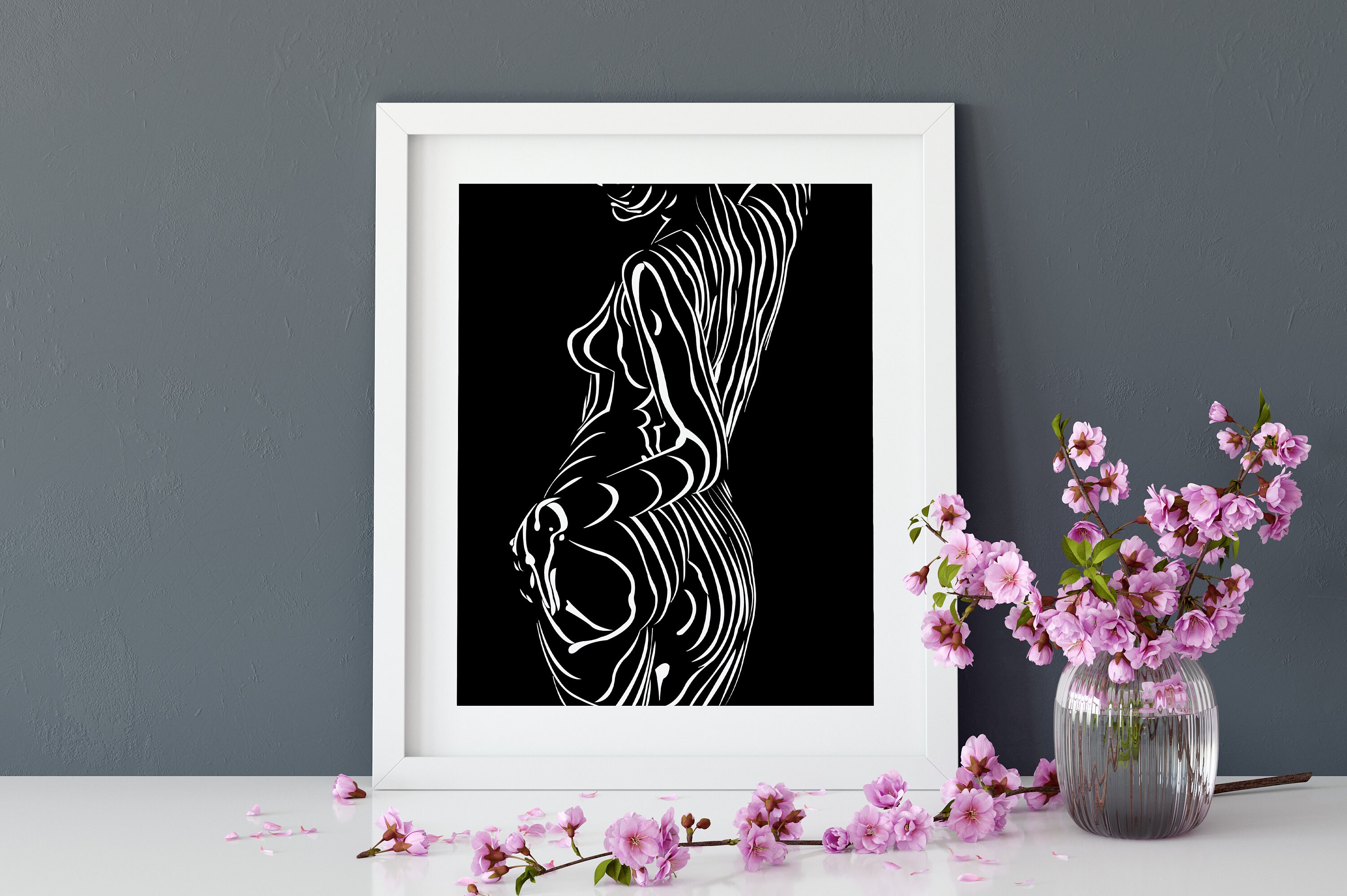 Female Form Line Drawing Printable Wall Art Instant - Etsy