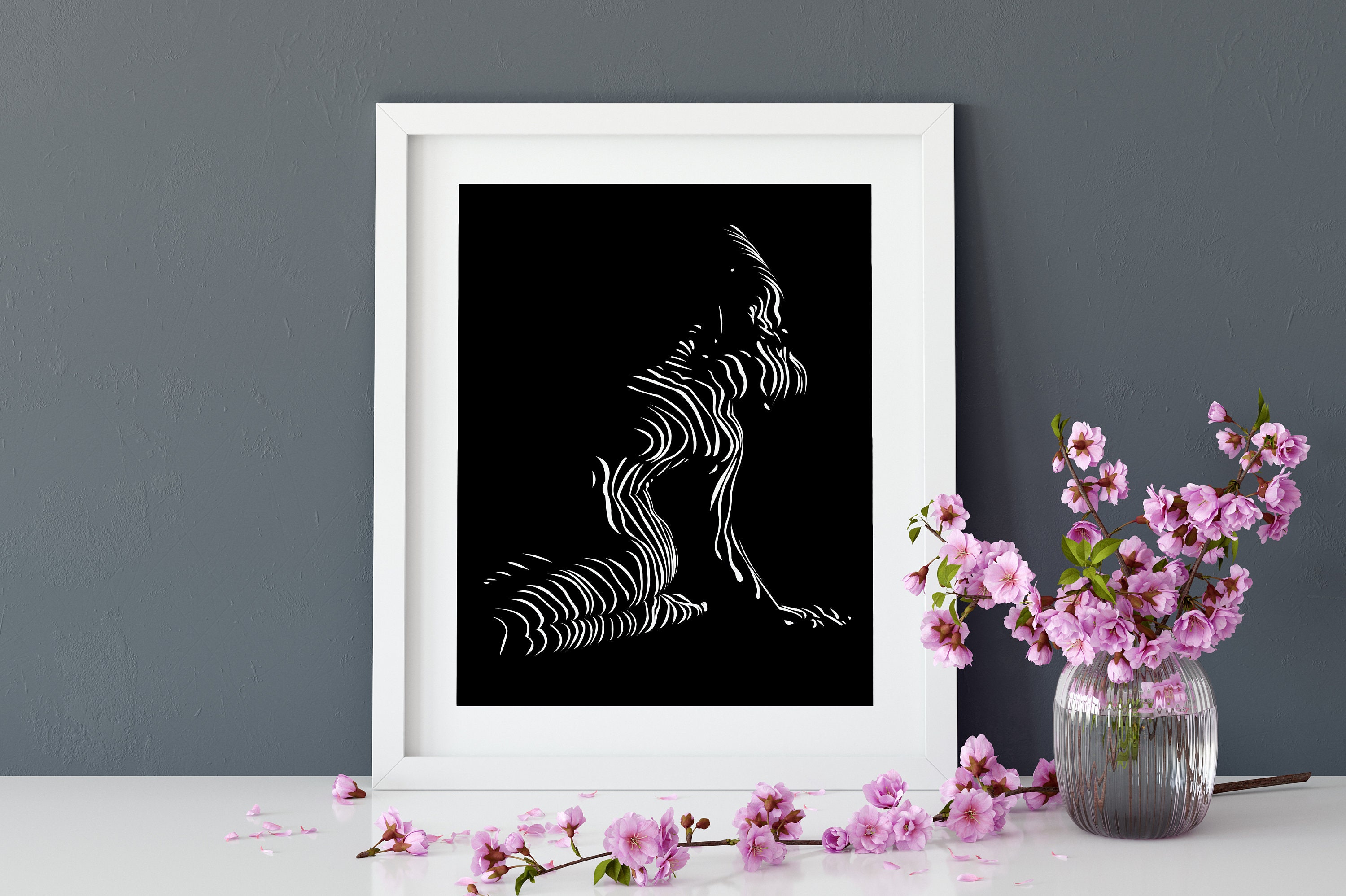 Female Form Line Drawing Printable Wall Art Instant - Etsy