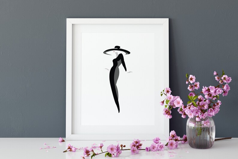 Girl Line Drawing Printable Wall Art Instant Download | Etsy