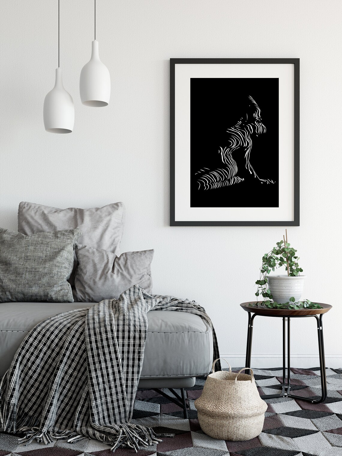 Female Form Line Drawing Printable Wall Art Instant - Etsy