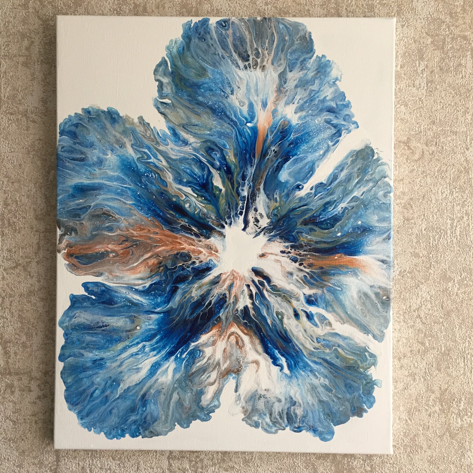Flowers Acrylic Pour Painting on Canvas Dutch Pour Fluid Art Abstract ...