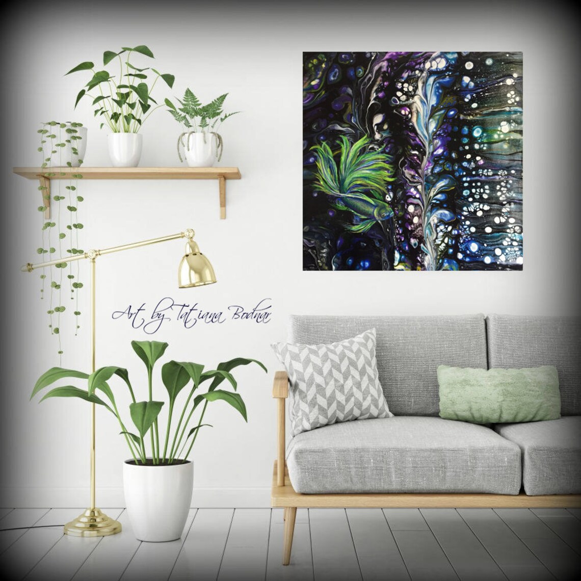 Acrylic Pour Painting on Canvas Fish Fluid Art Original - Etsy