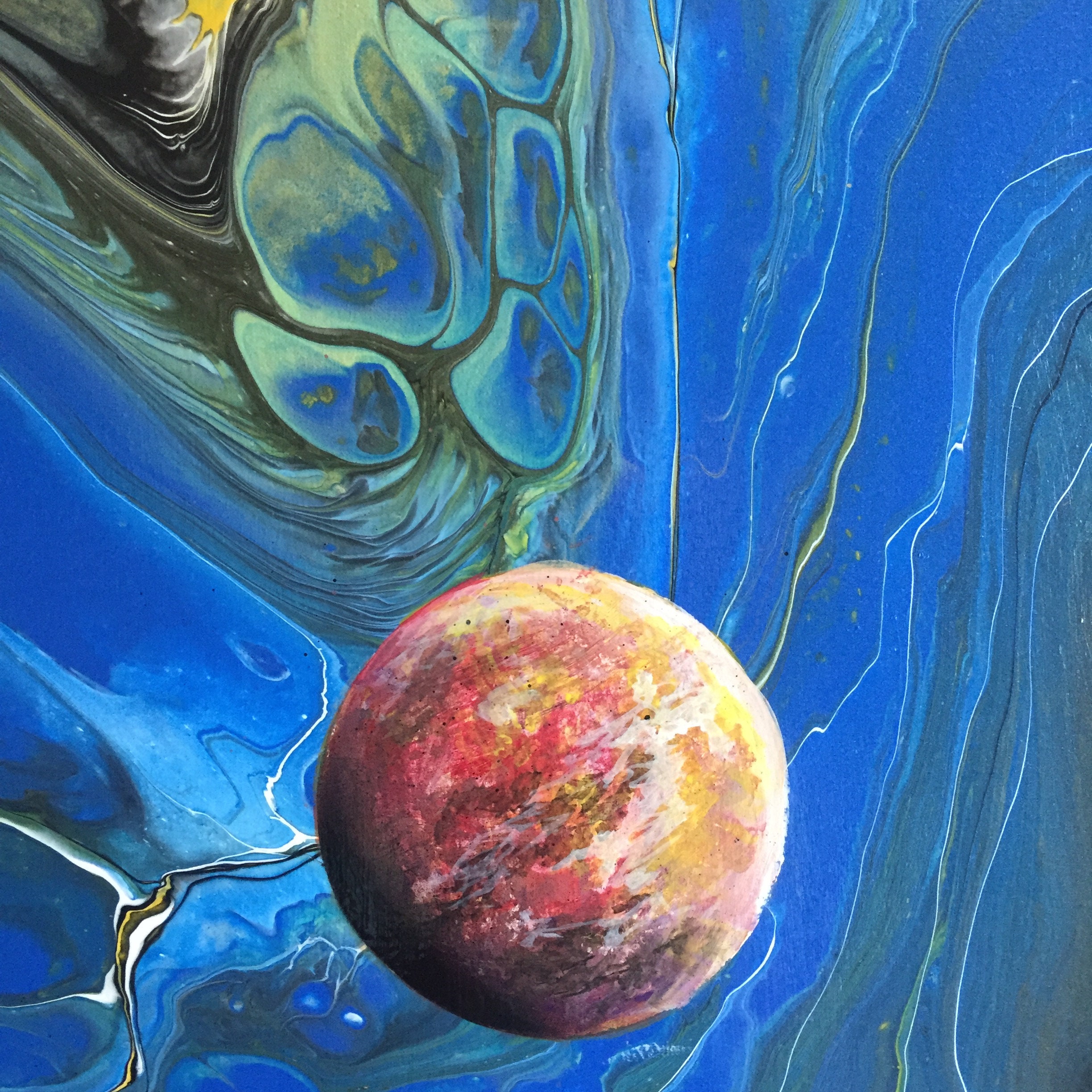 Space Acrylic Pour Painting on Canvas Galaxy Pour Art Fluid Art ...