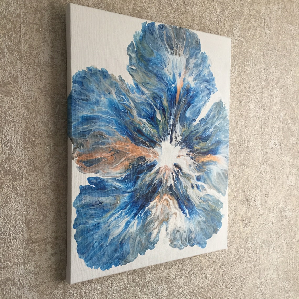 Flowers Acrylic Pour Painting on Canvas Dutch Pour Fluid Art - Etsy