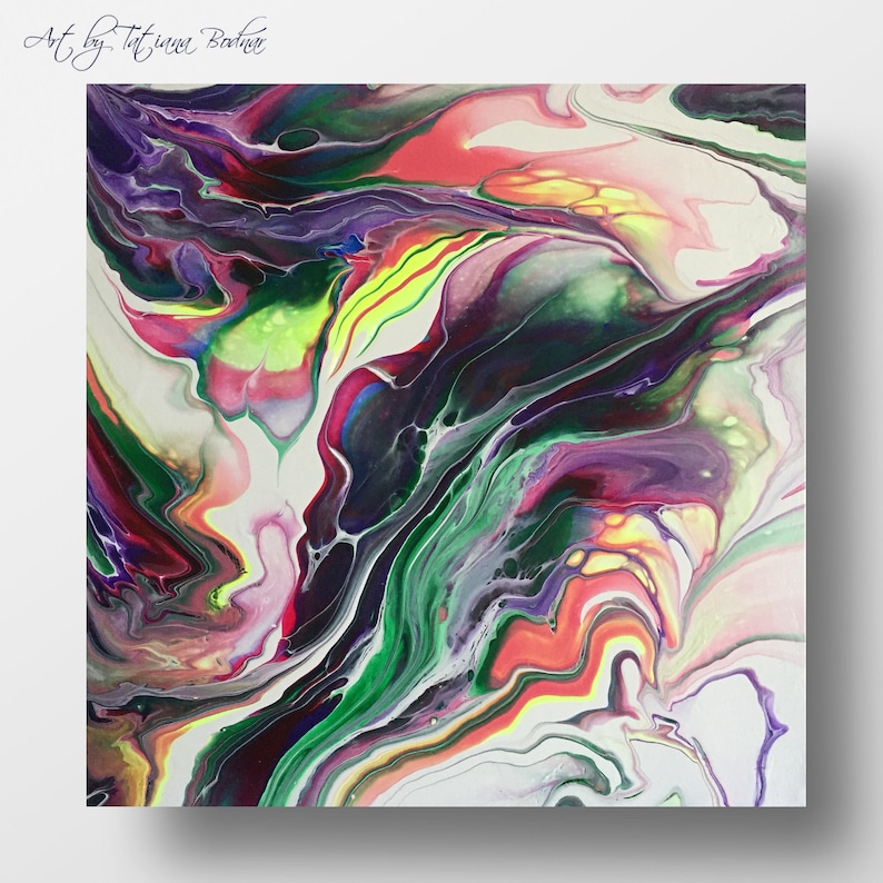 Acrylic Pour Painting on Canvas Fluid Art Pouring Painting Original ...