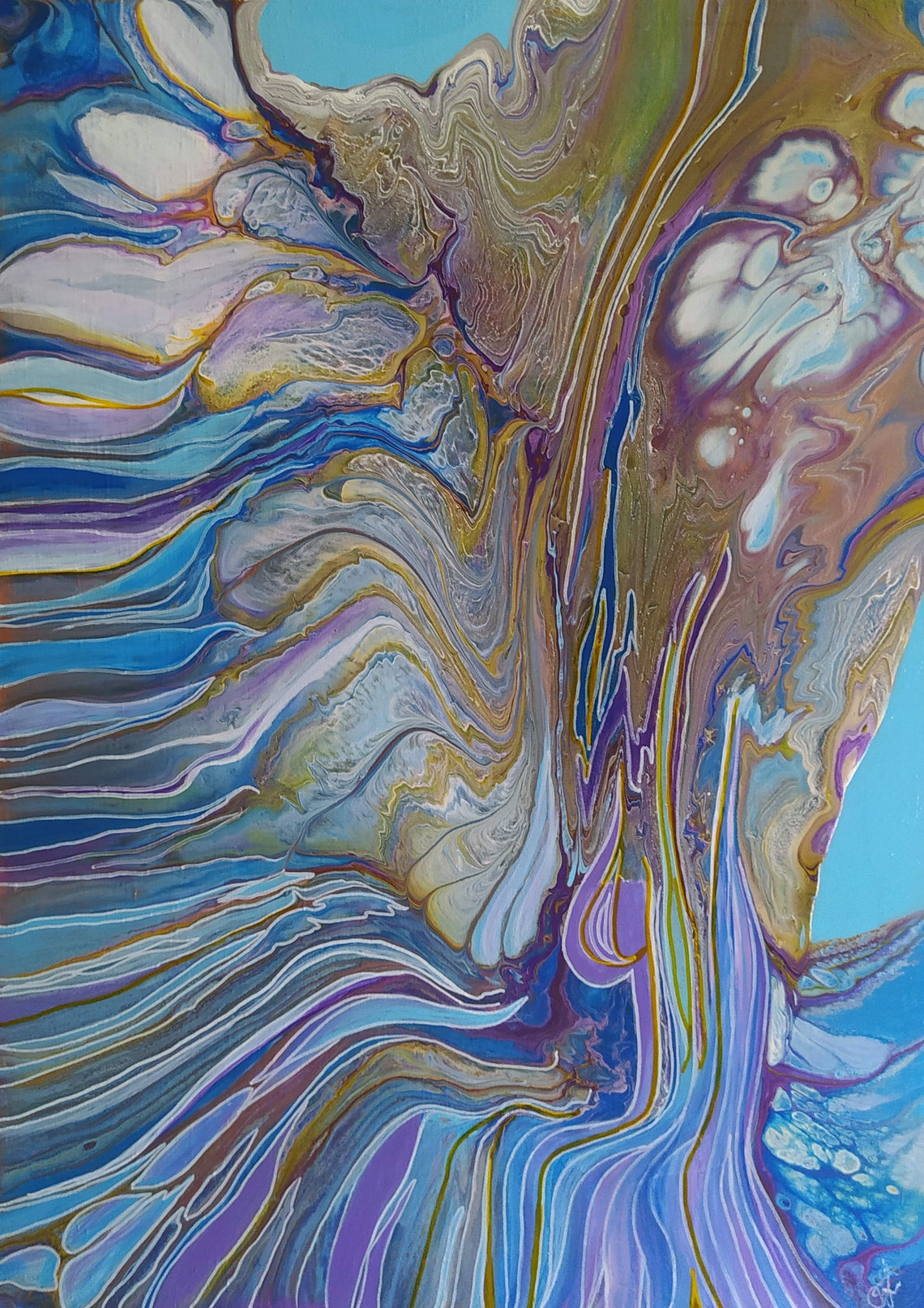 Ocean Wave Acrylic Pour Painting on Canvas Fluid Art Original - Etsy