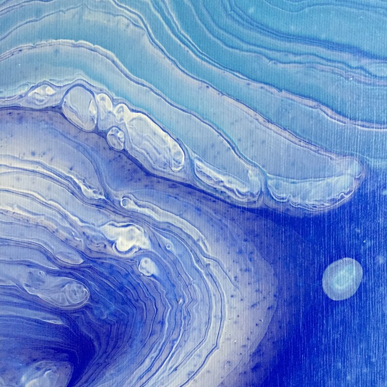 Acrylic Pour Painting on Canvas Fluid Art Abstract Blue Turquoise ...