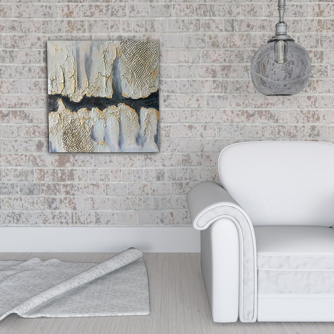 Original Acrylic Texture Art on Canvas With Craquelure Texture Paste ...