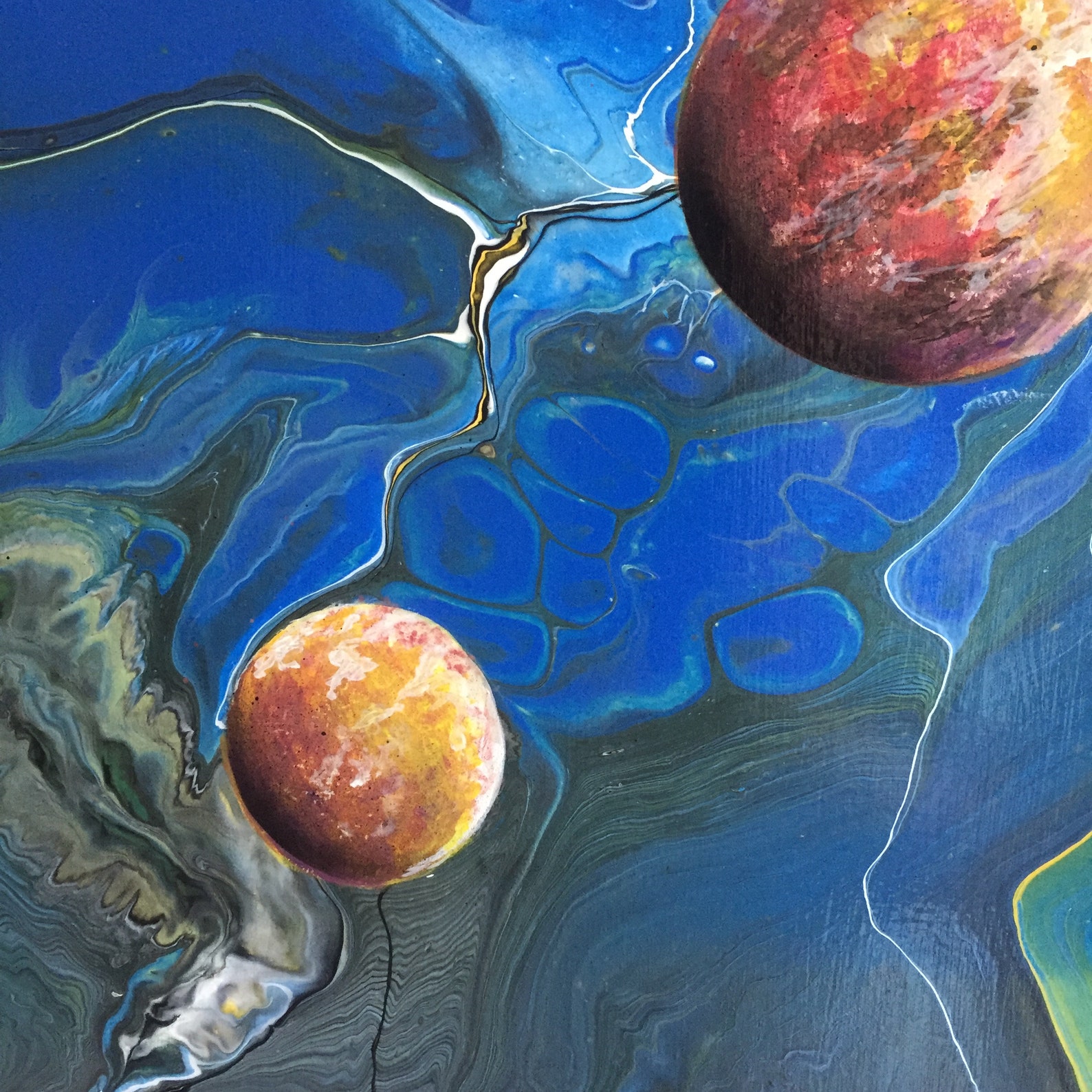 Space Acrylic Pour Painting on Canvas Galaxy Pour Art Fluid Art ...