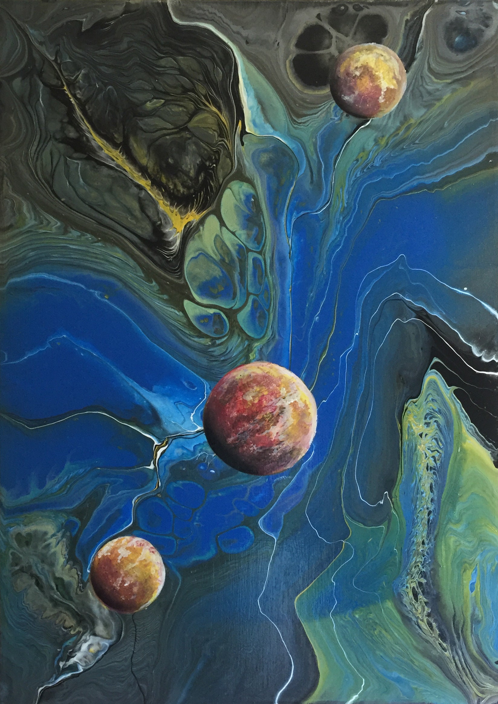 Space Acrylic Pour Painting on Canvas Galaxy Pour Art Fluid Art ...