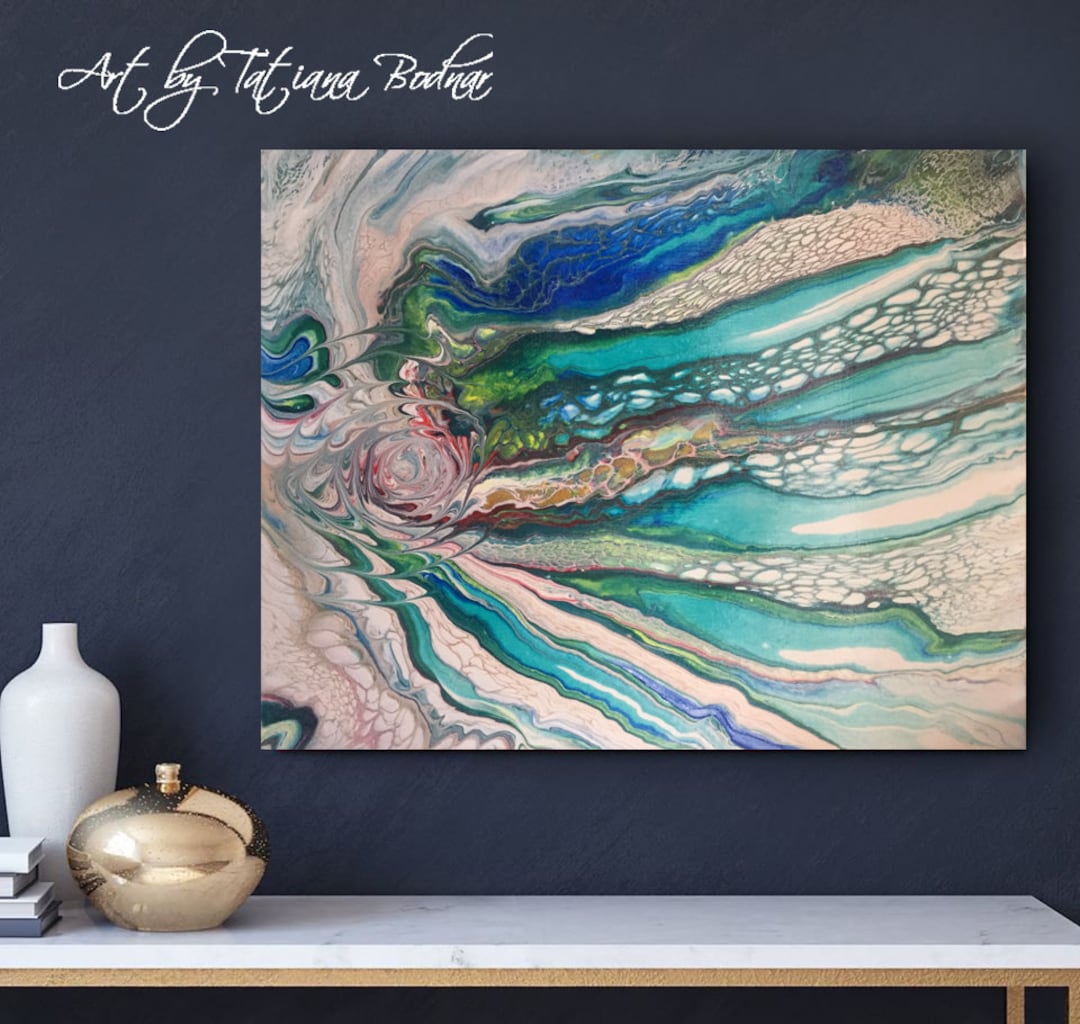 Acrylic Pour Painting on Canvas Flow Art Abstract Art Fluid Art ...