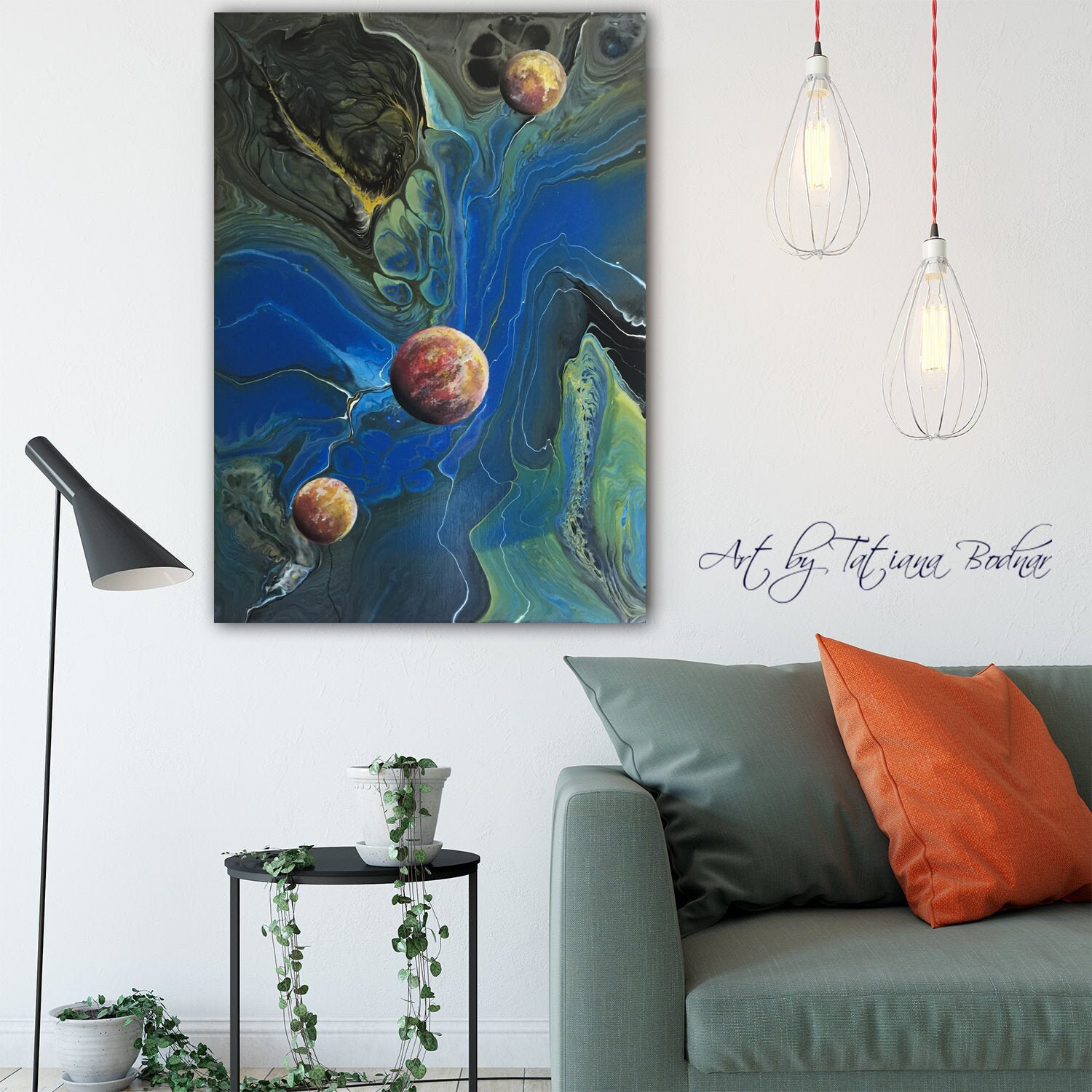 Space Acrylic Pour Painting on Canvas Galaxy Pour Art Fluid Art ...