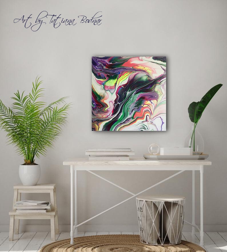 Acrylic Pour Painting on Canvas Fluid Art Pouring Painting Original Painting Abstract Art Flow ...