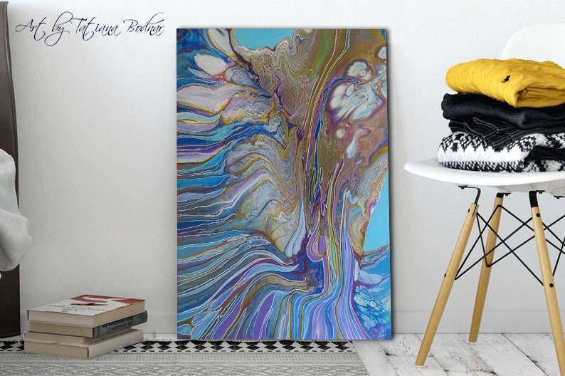 Ocean Wave Acrylic Pour Painting on Canvas Fluid Art Original - Etsy