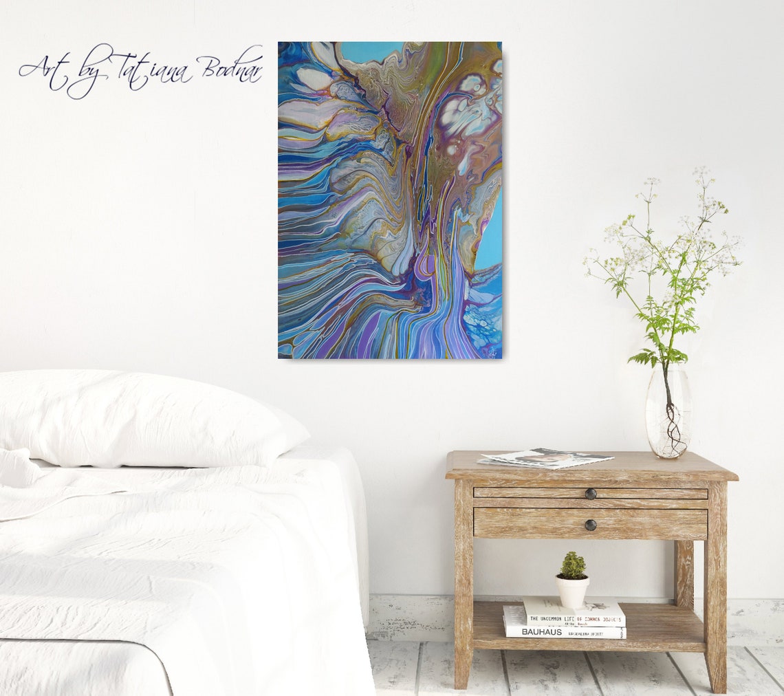 Ocean Wave Acrylic Pour Painting on Canvas Fluid Art Original - Etsy